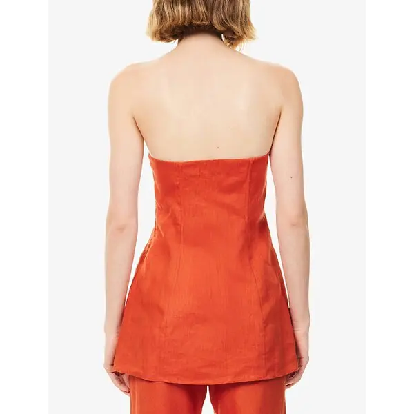 REFORMATION Aurina Strapless Linen Top