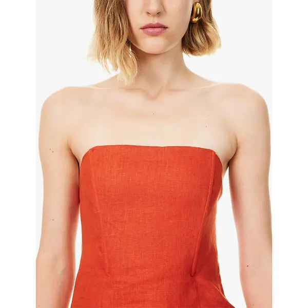 REFORMATION Aurina Strapless Linen Top