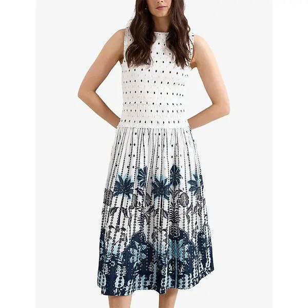 PHASE EIGHT Chiara Floral-print Cotton Midi Dress