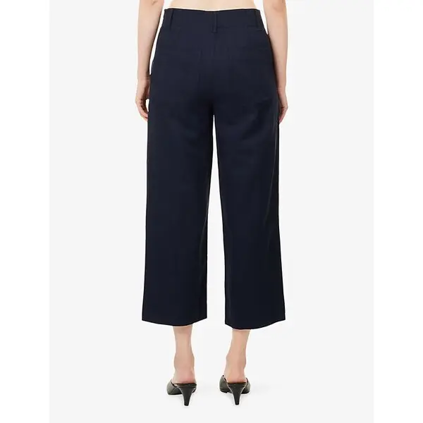 ME+EM Straight Cropped Linen And Cotton-blend Trousers