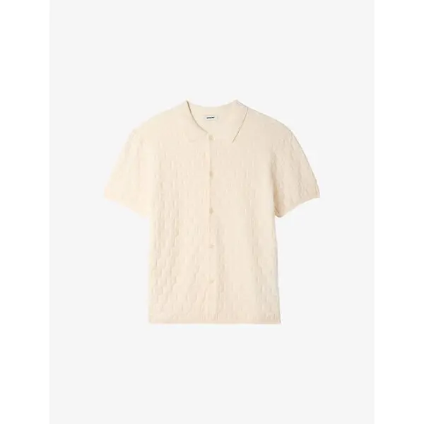 Sandro Terry Short-sleeve Knitted Cardigan - Ecru