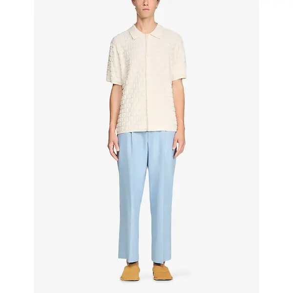 Sandro Terry Short-sleeve Knitted Cardigan - Ecru