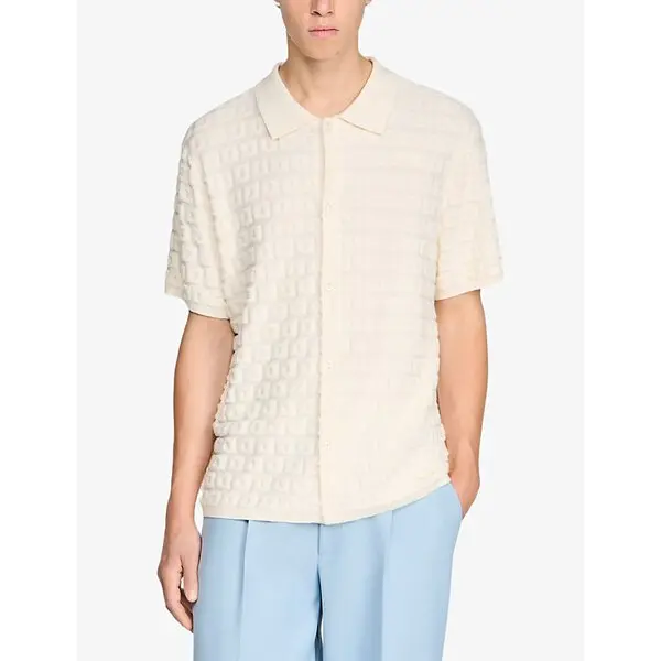 Sandro Terry Short-sleeve Knitted Cardigan - Ecru