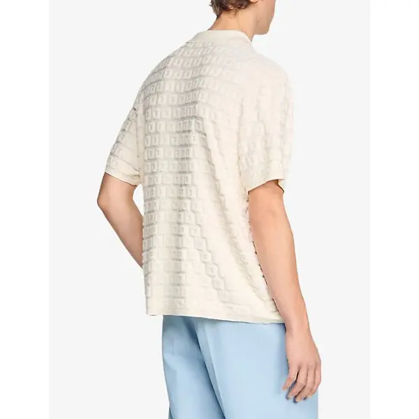 Sandro Terry Short-sleeve Knitted Cardigan - Ecru