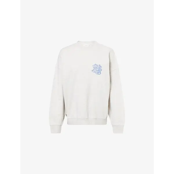 ANINE BING Miles Wave-logo Cotton Sweatshirt - Grey