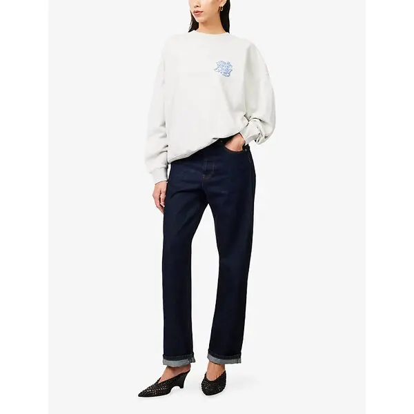ANINE BING Miles Wave-logo Cotton Sweatshirt
