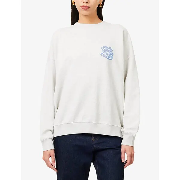 ANINE BING Miles Wave-logo Cotton Sweatshirt