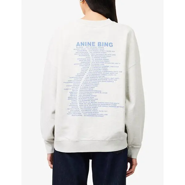ANINE BING Miles Wave-logo Cotton Sweatshirt
