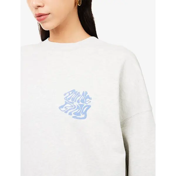 ANINE BING Miles Wave-logo Cotton Sweatshirt