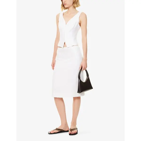REFORMATION Fleur Column Linen Midi Skirt