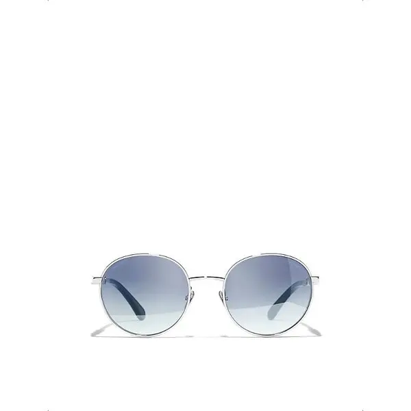 Chanel Ch4282 Pantos-frame Metal Sunglasses - Silver