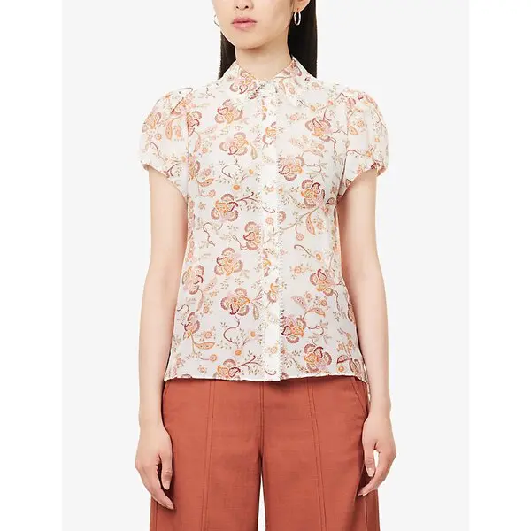 ME+EM Paisley-print Cotton And Silk-blend Blouse