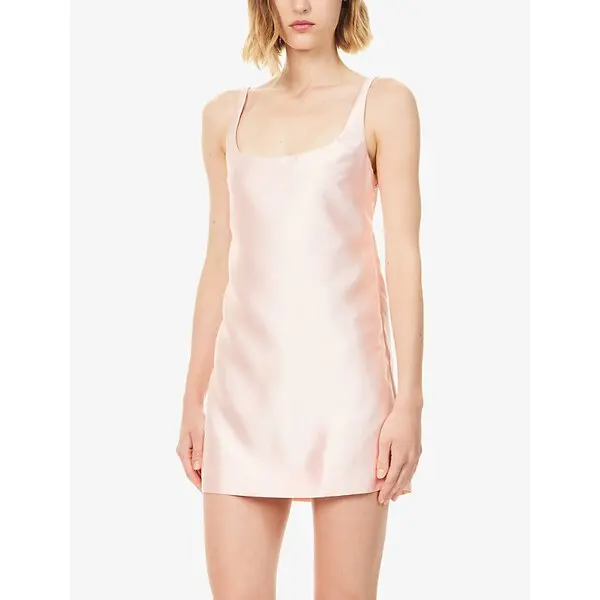 REFORMATION Elinda Scoop Neck Satin Mini Dress