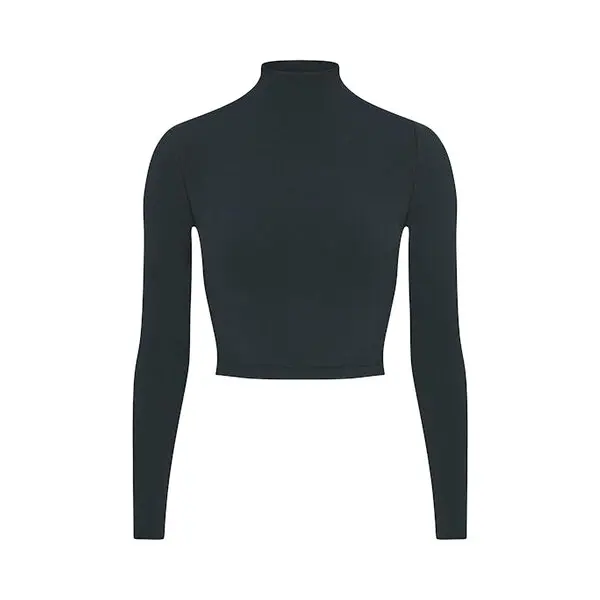 NIKESKIMS Vintage Seamless Mock-neck Crop Top 'dark Teal/dark Teal