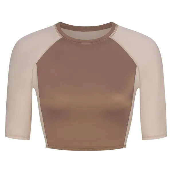 NIKESKIMS Shine Padded 1/2-sleeve Crop Top 'truffle/stone