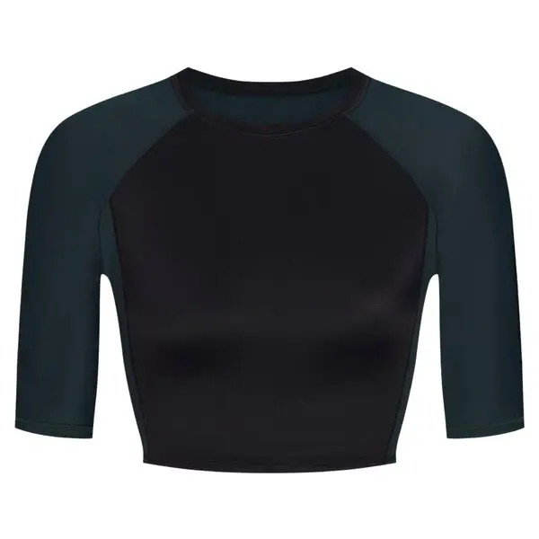 NIKESKIMS Shine Padded 1/2-sleeve Crop Top 'obsidian/dark Teal