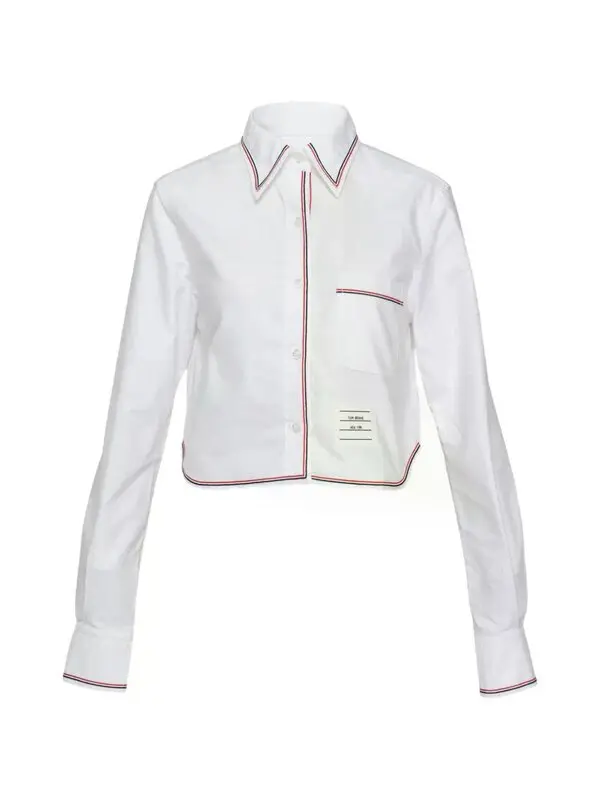 Thom Browne Rwb-stripe Cropped Shirt