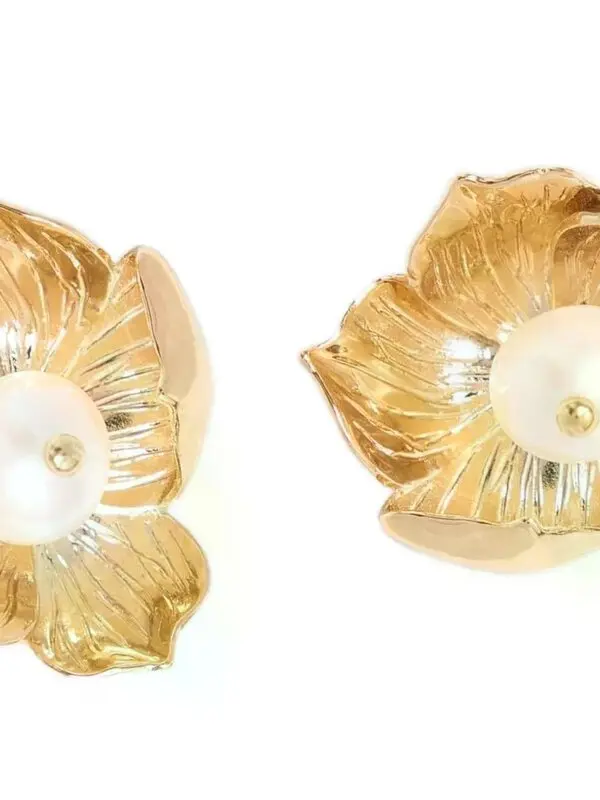Erdem Flower-motif Pearl-embellished Earrings - Gold
