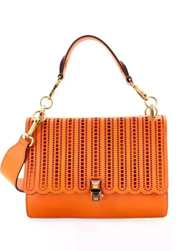 Fendi Kan I Laser Cut Leather Small Shoulder Bag
