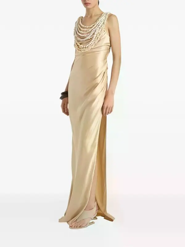 Balmain Silk Embellished Maxi Dress