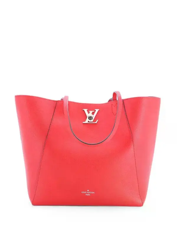 LOUIS VUITTON Lockme Cabas Leather Tote Bag - Red