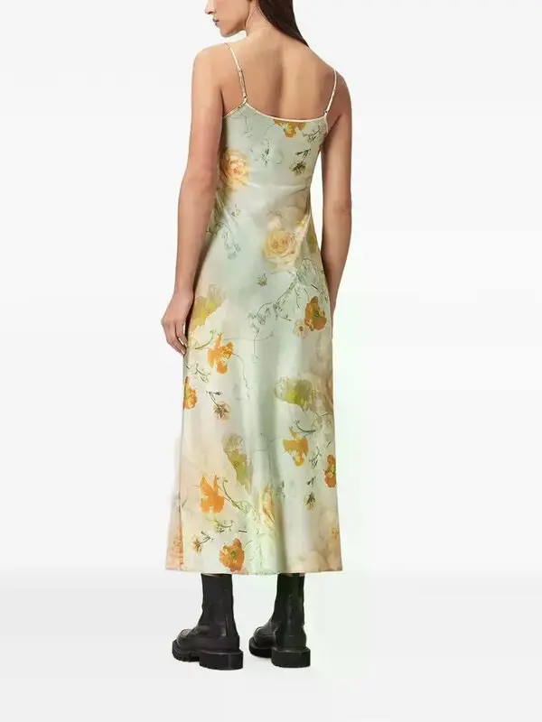 ALLSAINTS Bryony Floral-print Slip Midi Dress