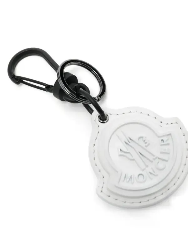 Moncler Embossed Logo Leather Keyring - White