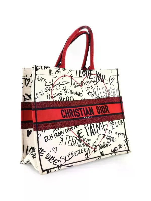 Dior Embroidered Canvas Medium Tote Bag - Multicolour