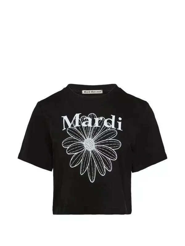 Mardi Mercredi Cropped T-shirt With Floral Logo Print