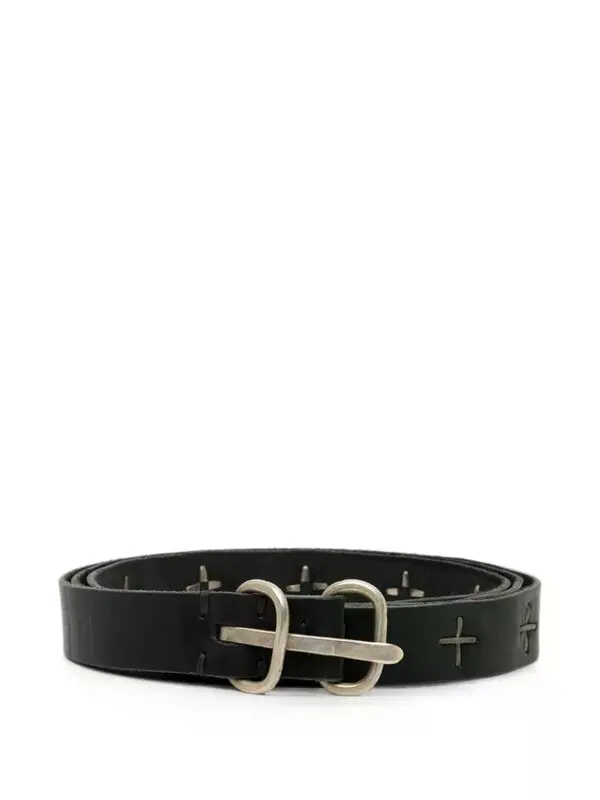 MA+ Cross-embellished Leather Belt - Black