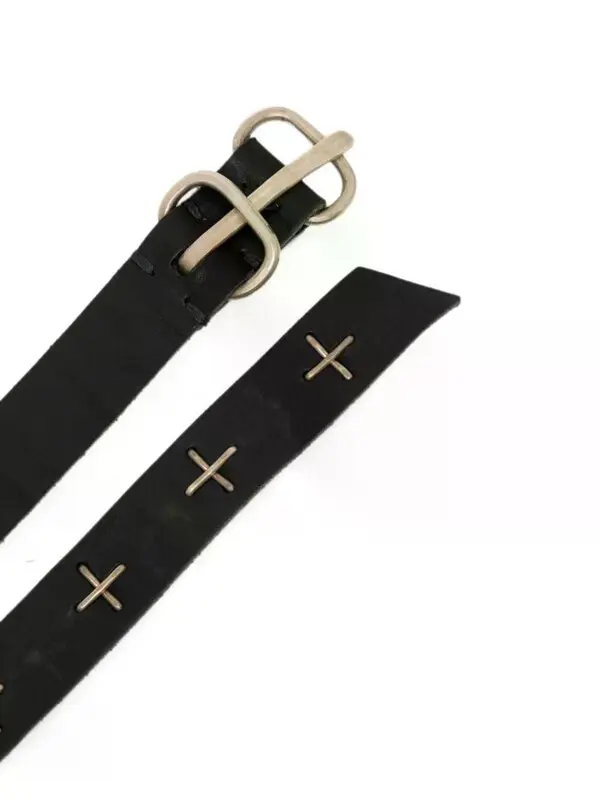 MA+ Cross-embellished Leather Belt