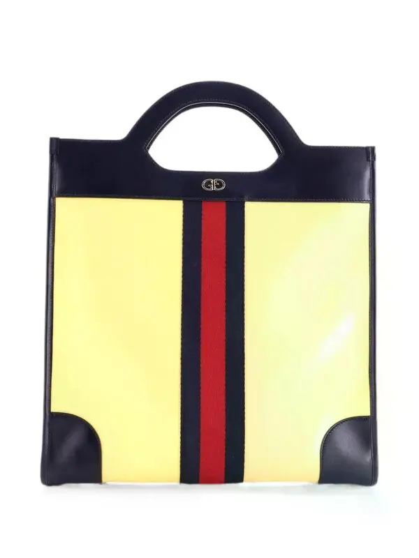 Gucci Gg Coated Canvas And Leather Large Tote Bag With Cut-out Handle