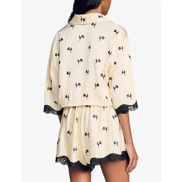 Sandro Floral Embroidered Woven Shirt