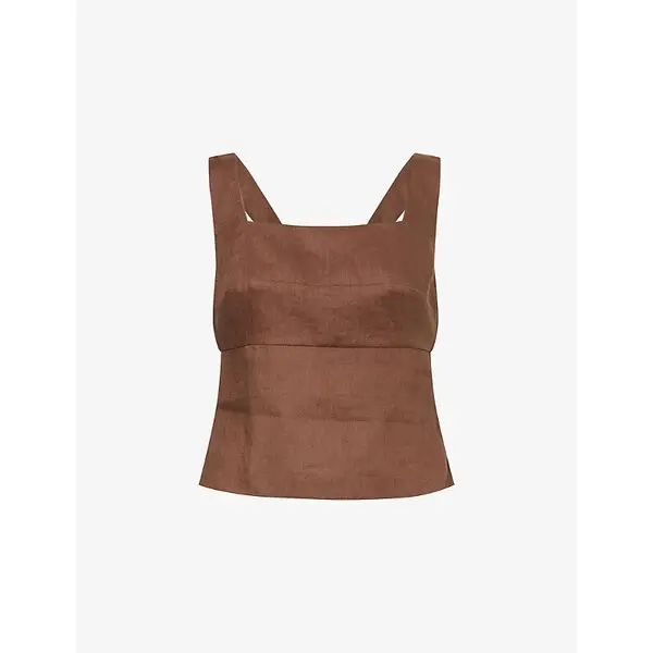 REFORMATION Clarence Square-neck Linen Top