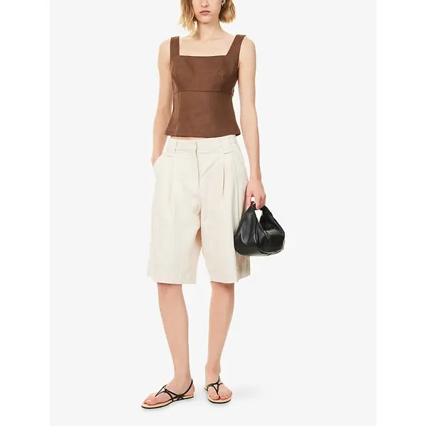 REFORMATION Clarence Square-neck Linen Top