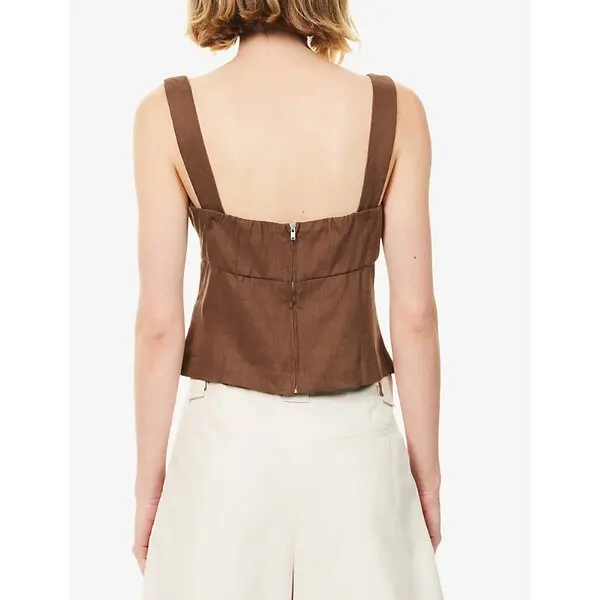 REFORMATION Clarence Square-neck Linen Top