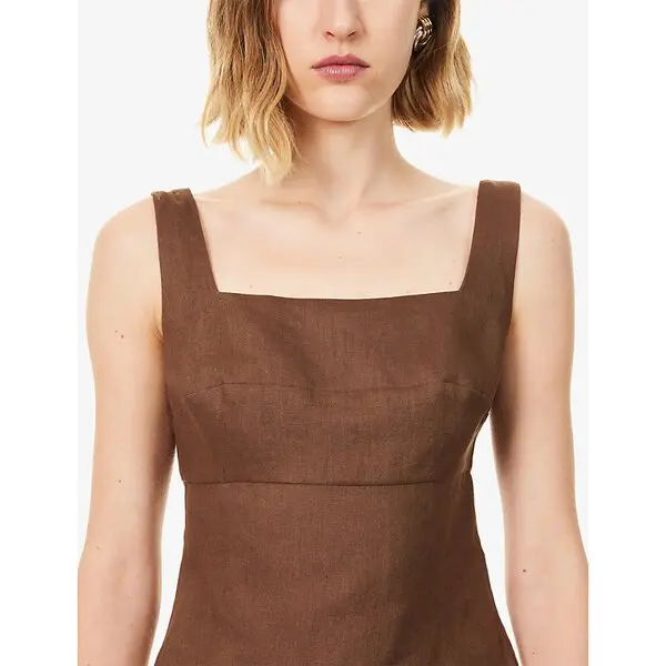 REFORMATION Clarence Square-neck Linen Top