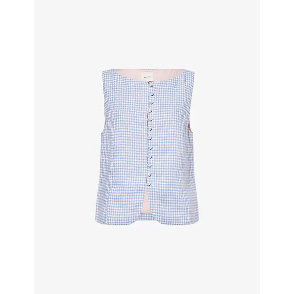 REFORMATION Addison Gingham Linen Top