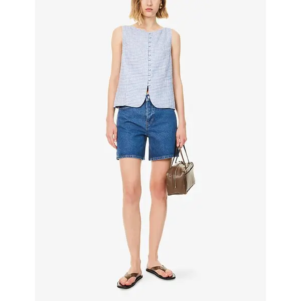 REFORMATION Addison Gingham Linen Top