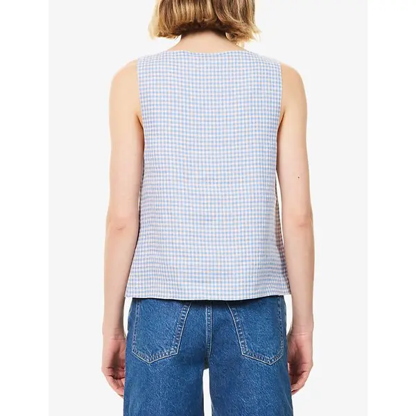 REFORMATION Addison Gingham Linen Top