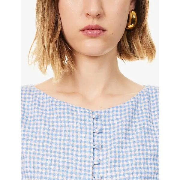 REFORMATION Addison Gingham Linen Top