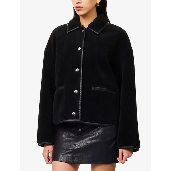 ANINE BING Camden Collared Fleece Jacket - Black