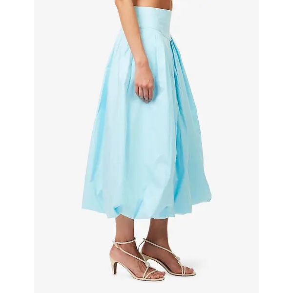 Simkhai Winsor Puffball-hem Cotton-blend Midi Skirt