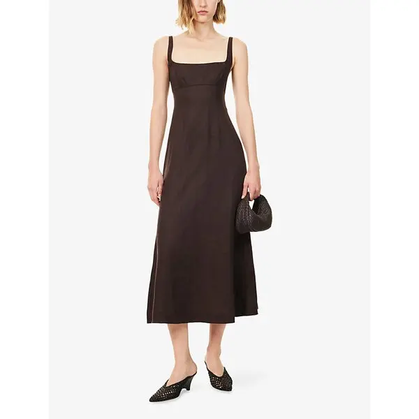 REFORMATION Sabine Linen Midi Dress