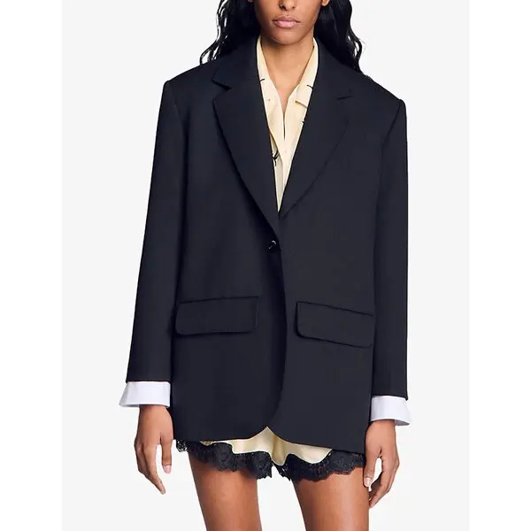 Sandro Tailored Lapel-collar Satin Blazer