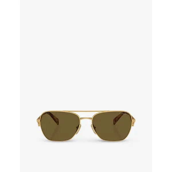 Prada Aviator-frame Metal Sunglasses - Gold