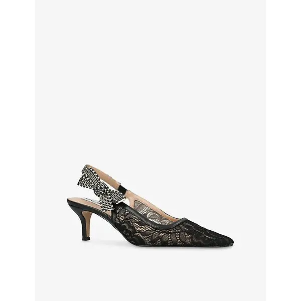 Steve Madden Ensemble Lace Slingback Pumps With Mid Heel - Black