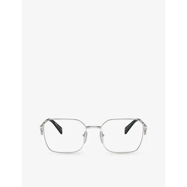 Prada Irregular Frame Metal Optical Glasses - Silver