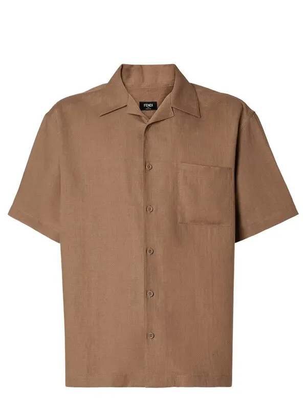 Fendi S Short Sleeve Bowling Shirt With Embroidered Logo Size