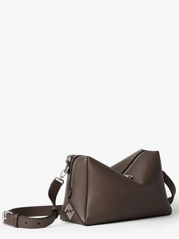 Fendi Leather Mini Bag With Zipper Closure - Marrone